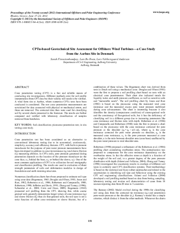 (PDF) CPTu-based Geotechnical Site Assessment For Offshore Wind ...