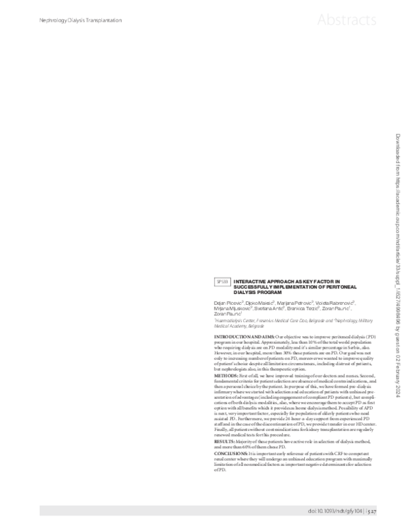 (PDF) SP533INTERACTIVE Approach as Key Factor in Successfully Implementation of Peritoneal ...