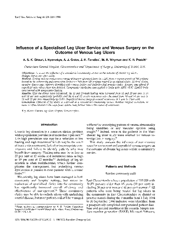 (PDF) Influence of a specialised leg ulcer service and venous surgery ...
