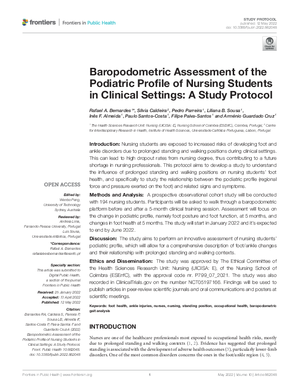 (PDF) Baropodometric Assessment of the Podiatric Profile of Nursing Students in Clinical ...