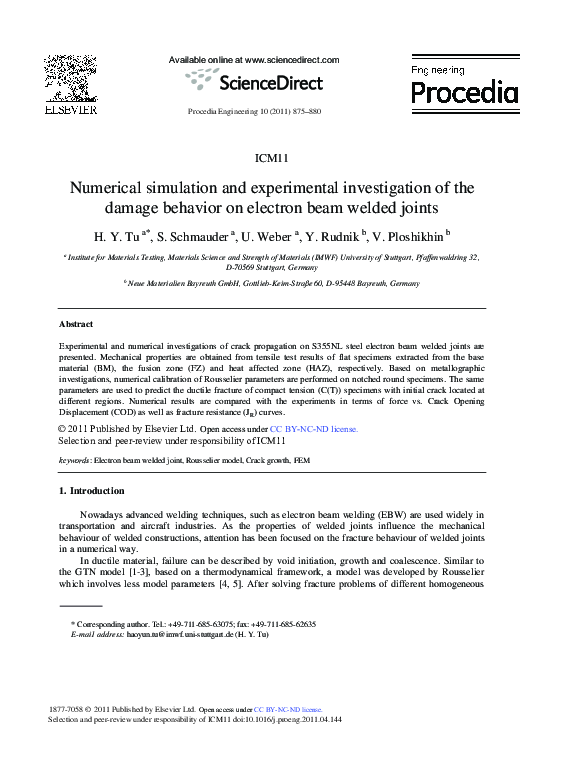 (PDF) Numerical simulation and experimental investigation of ... (PDF) Numerical simulation and experimental investigation of ...