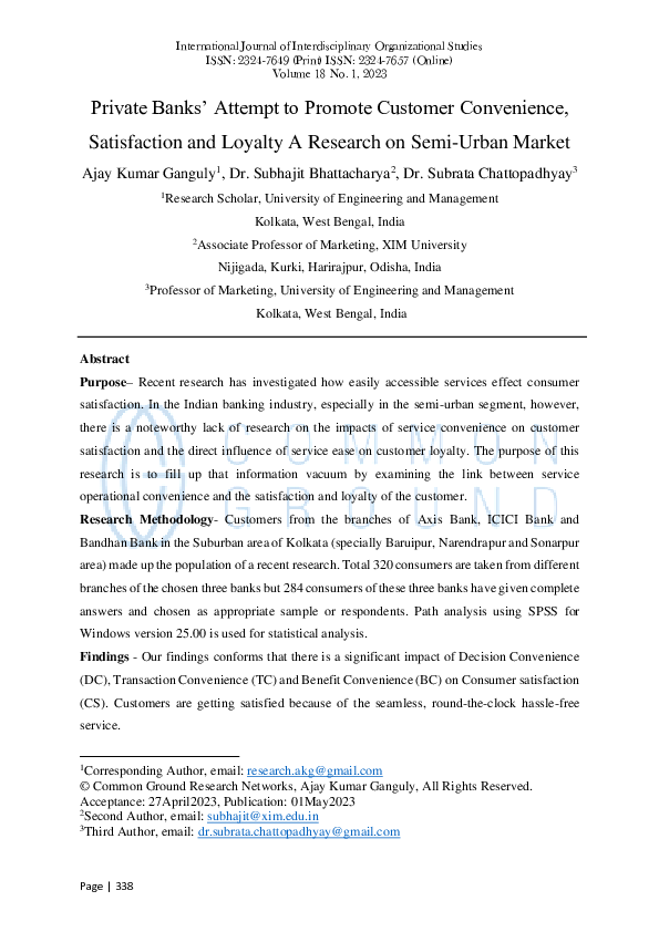 (PDF) Private Banks' Attempt to Promote Customer Convenience ...