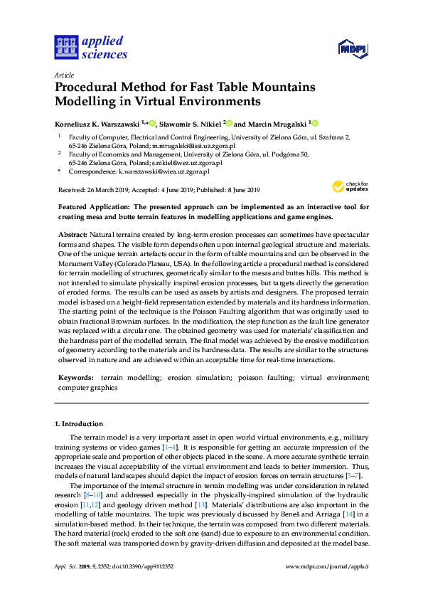 (PDF) Procedural Method for Fast Table Mountains Modelling in Virtual Environments