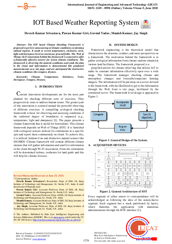 (PDF) IOT Based Weather Reporting System