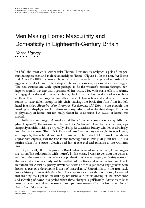 (PDF) Men Making Home: Masculinity and Domesticity in Eighteenth ...