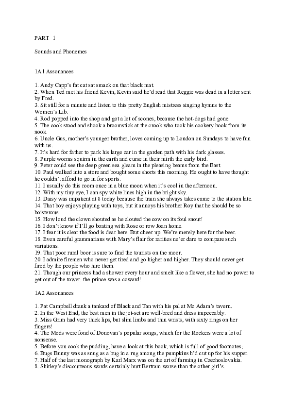 (DOC) Exercises for Practicing Pronunciation in Language Labs