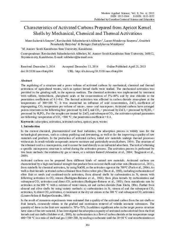 (PDF) Characteristics of activated carbons prepared from pistachio-nut ...