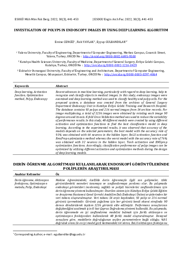 Pdf Investigation Of Polyps In Endoscopy Images By Using Deep Learning Algorithm