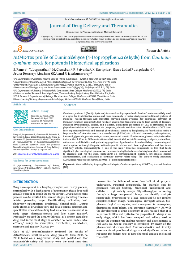 (PDF) ADME-Tox profile of Cuminaldehyde (4-Isopropylbenzaldehyde) from ...