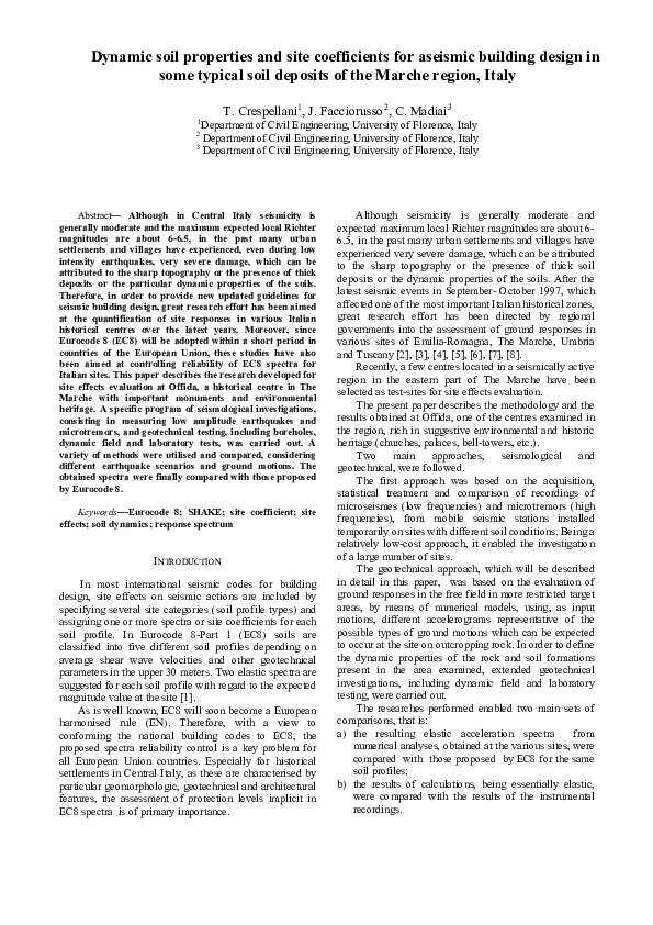 (PDF) Dynamic soil properties and site coefficients for aseismic ...