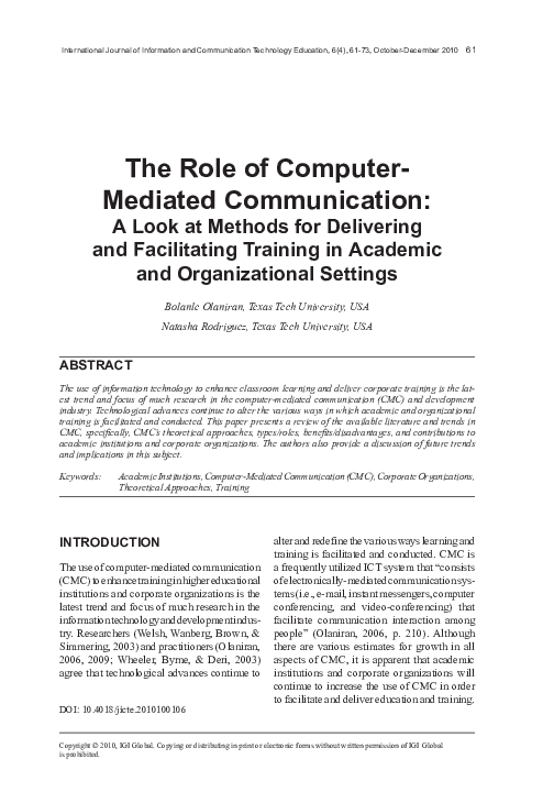 (PDF) The Role of Computer-Mediated Communication
