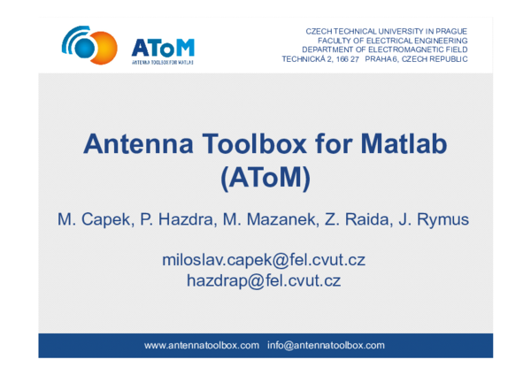 (PDF) The Antenna Toolbox for Matlab (AToM)