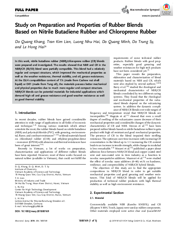 (PDF) Study on Preparation and Properties of Rubber Blends Based on ...