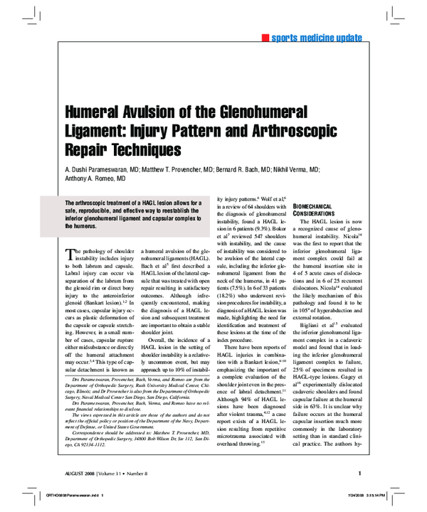 (PDF) Humeral Avulsion of the Glenohumeral Ligament: Injury Pattern and ...