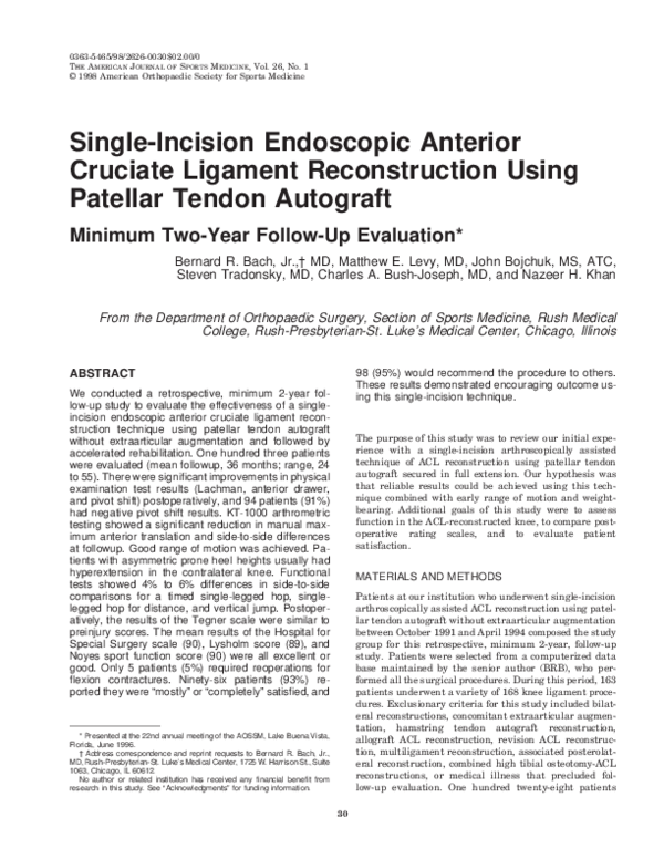 (PDF) Single-Incision Endoscopic Anterior Cruciate Ligament ...