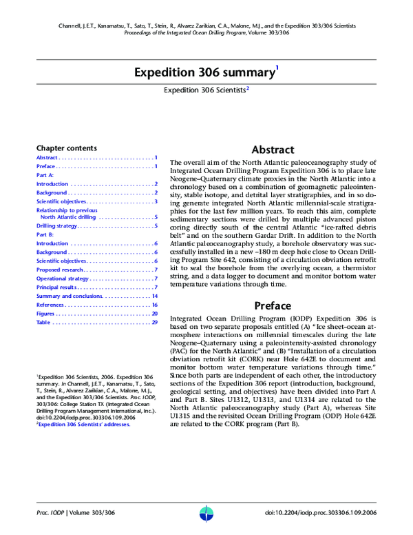 (PDF) Expedition 306 summary