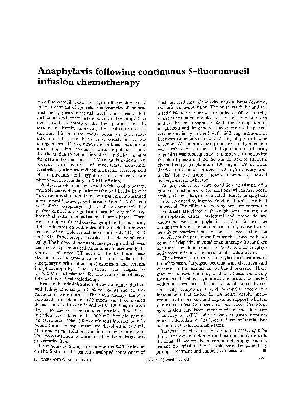 (PDF) Anaphylaxis following continuous 5-fluorouracil infusion ...