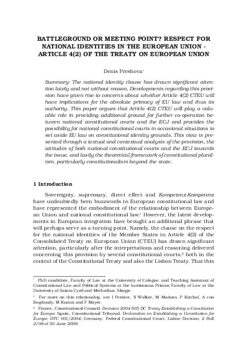 (PDF) Battleground or Meeting Point?: The Respect for National ...