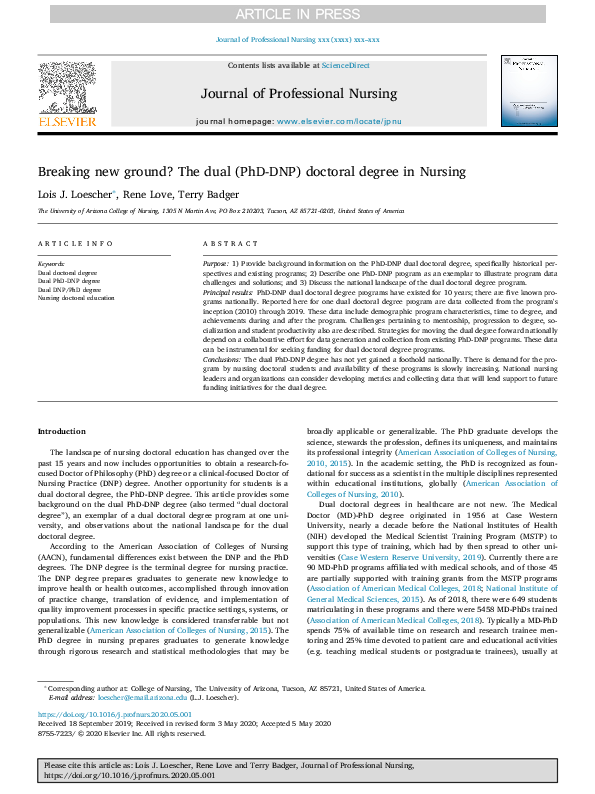 (PDF) Breaking new ground? The dual (PhD-DNP) doctoral degree in Nursing