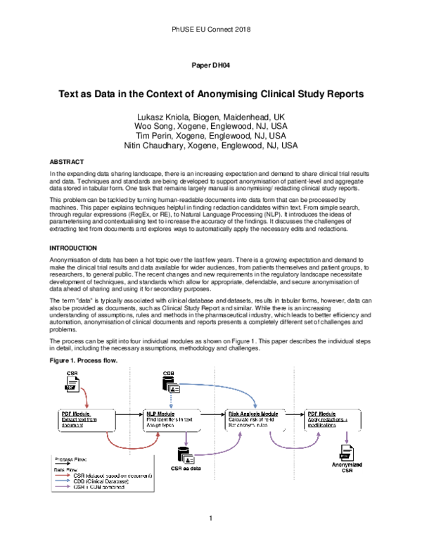 (PDF) as Data in the Context of Anonymising Clinical Study Reports