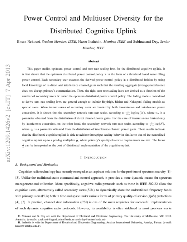 (PDF) Throughput Scaling Laws in Distributed Cognitive Multiple Access Channels