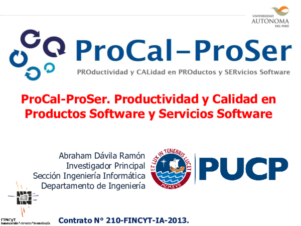 (PDF) ProCal-ProSer : productividad y calidad en productos software y servicios software
