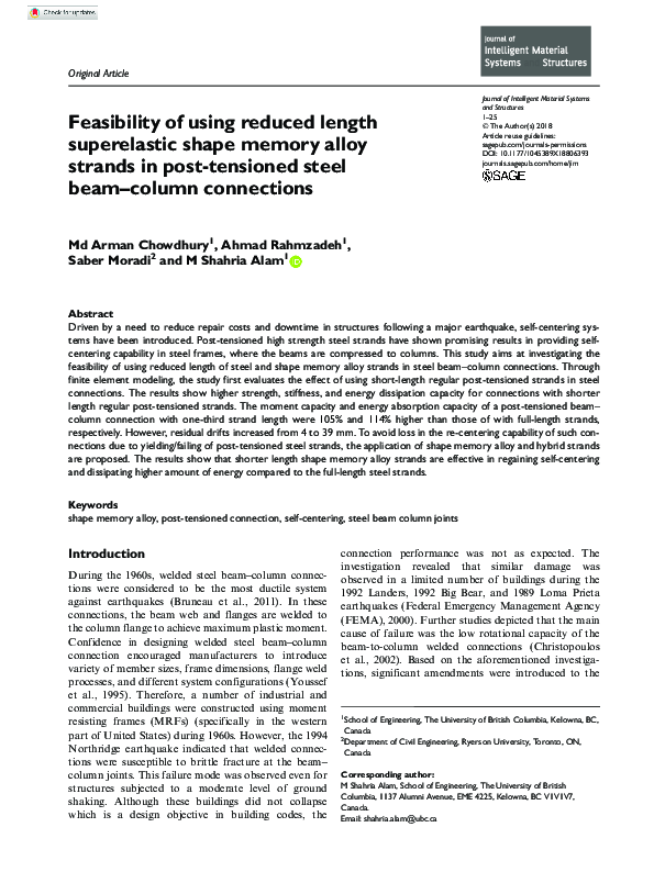 (PDF) Feasibility of using reduced length superelastic shape memory ...