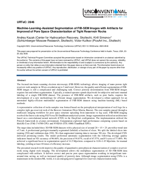 Pdf Machine Learning Assisted Segmentation Of Fib Sem Images With Artifacts For Improved Of