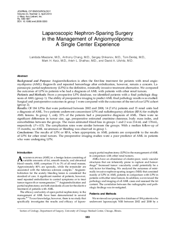 (PDF) Laparoscopic Nephron-Sparing Surgery in the Management of ...