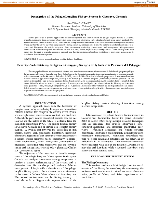 (PDF) Description of the pelagic longline fishery system in Gouyave ...