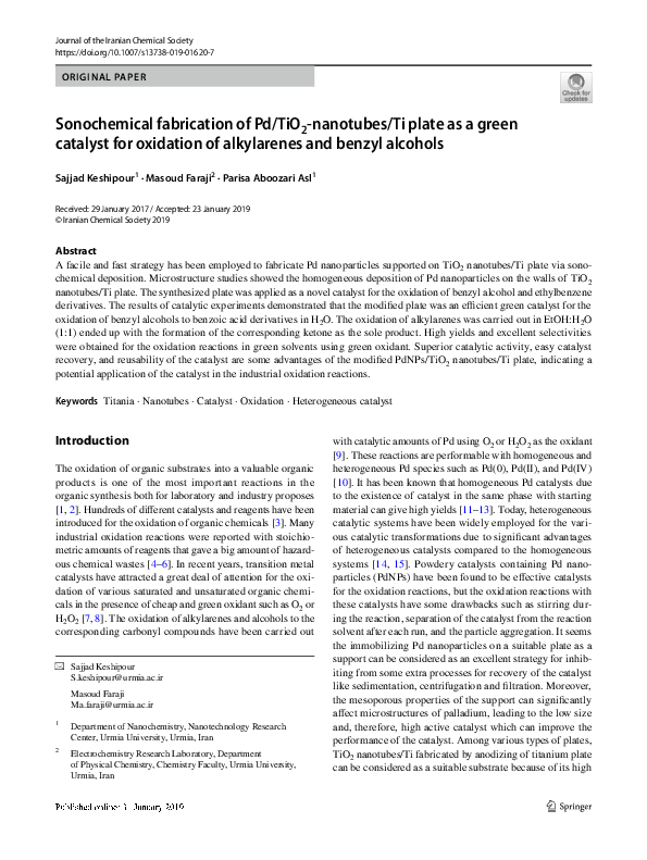 (PDF) Sonochemical fabrication of Pd/TiO2-nanotubes/Ti plate as a green ...
