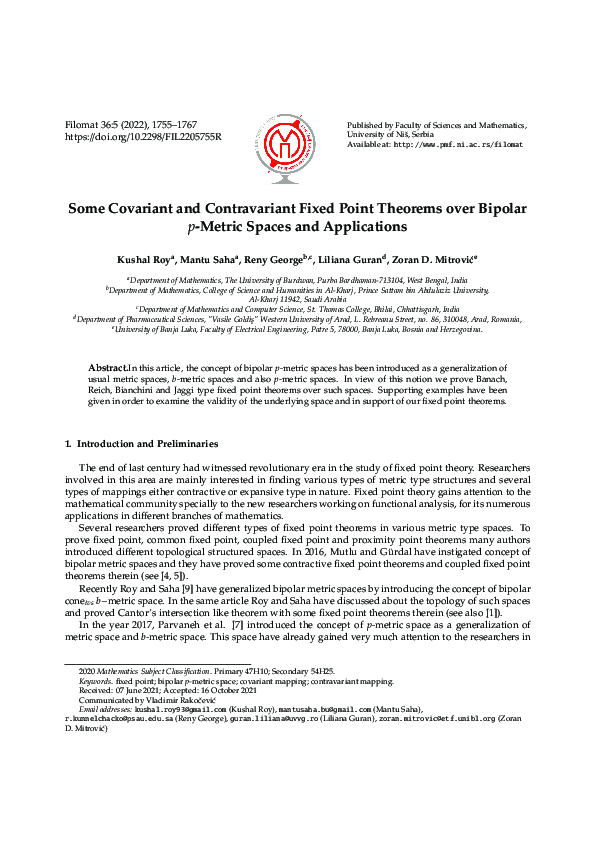 Pdf Some Covariant And Contravariant Fixed Point Theorems Over Bipolar P Metric Spaces And
