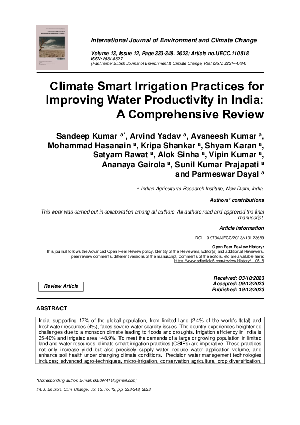 (PDF) Climate Smart Irrigation Practices for Improving Water ...