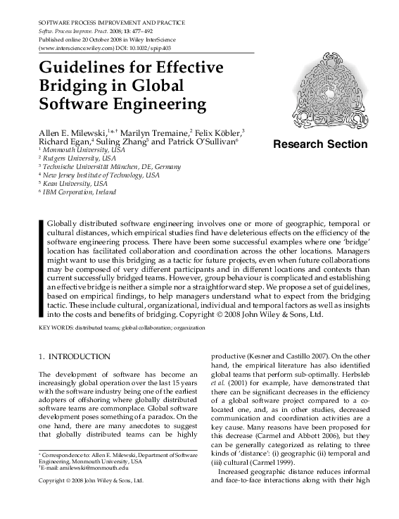 (PDF) Guidelines for effective eridging in global software engineering