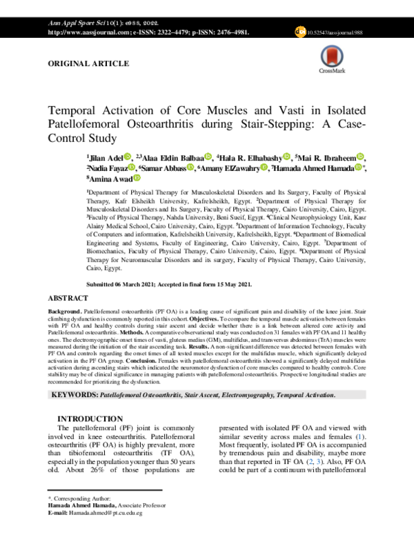 (PDF) Temporal Activation of Core Muscles and Vasti in Isolated ...