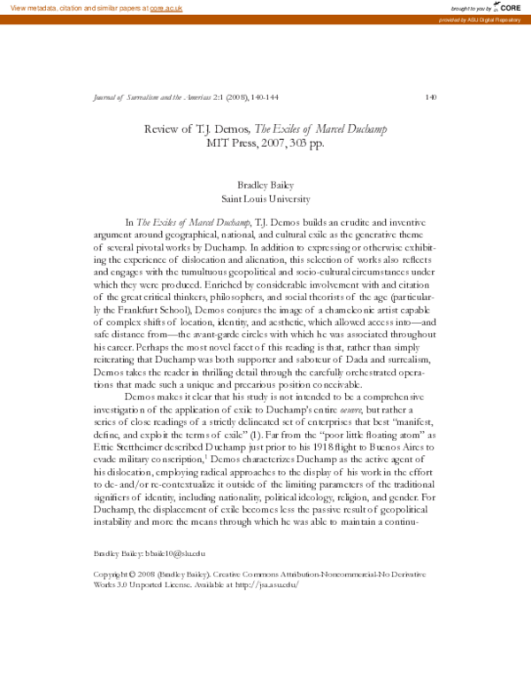 (PDF) T.J. Demos. The Exiles of Marcel Duchamp