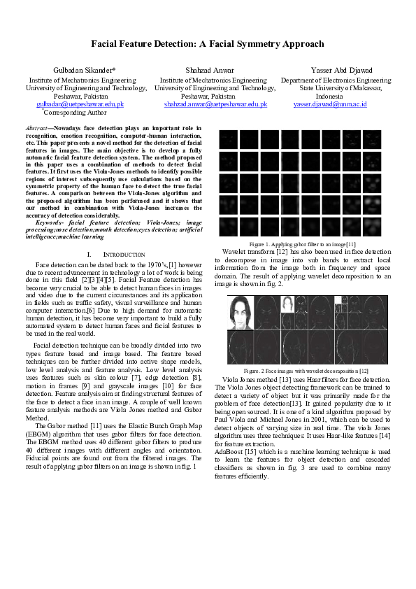 (PDF) Facial feature detection: A facial symmetry approach