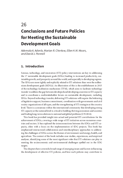 (PDF) Conclusions and Future Policies for Meeting the Sustainable Development Goals