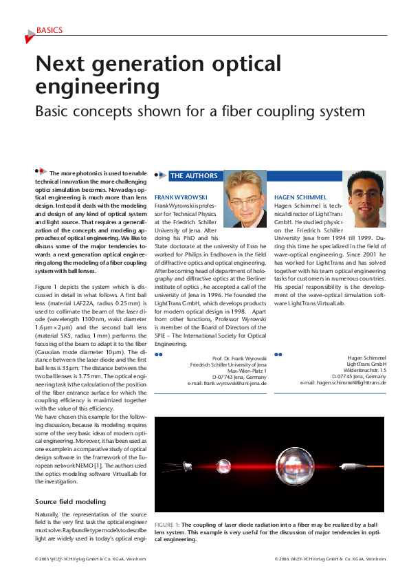 (PDF) Next generation optical engineering – Basic concepts shown for a ...
