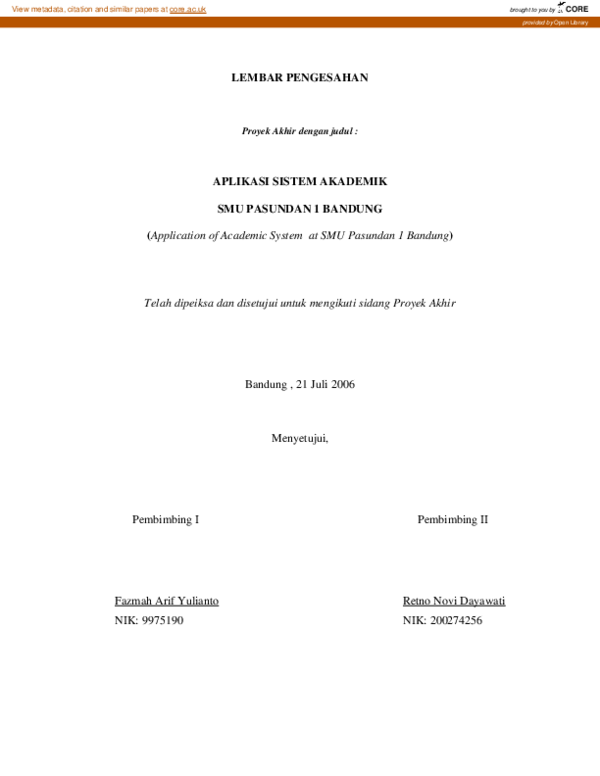 (PDF) APLIKASI SISTEM AKADEMIK SMU PASUNDAN 1 BANDUNG (Application of ...