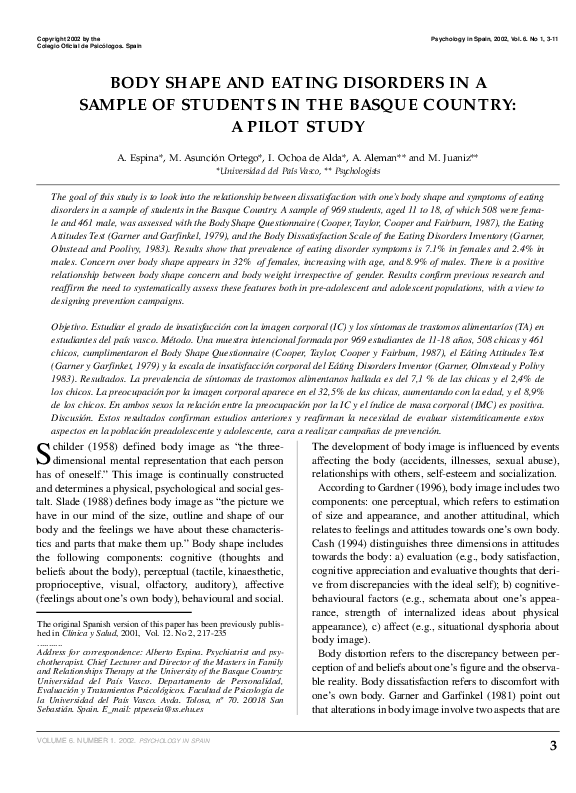(PDF) Body shape and eating disorders in a sample of students in the ...