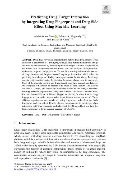 Pdf Predicting Drug Target Interaction By Integrating Drug Fingerprint And Drug Side Effect