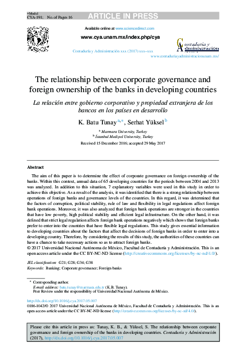 (PDF) The Relationship Between Corporate Governance and Organizational Performance: Evidence ...
