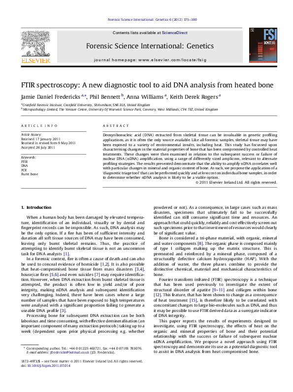 (PDF) FTIR spectroscopy: A new diagnostic tool to aid DNA analysis from ...