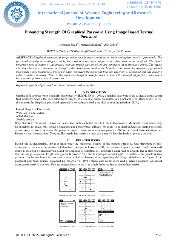 (PDF) Enhancing Strength of Graphical Password Using Image Based Textual Password