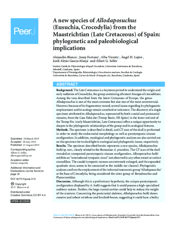 (PDF) A new species ofAllodaposuchus(Eusuchia, Crocodylia) from the ...
