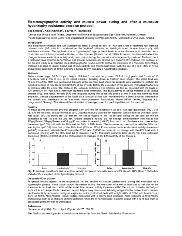 (PDF) Electromyographic activity and muscle power during and after a ...