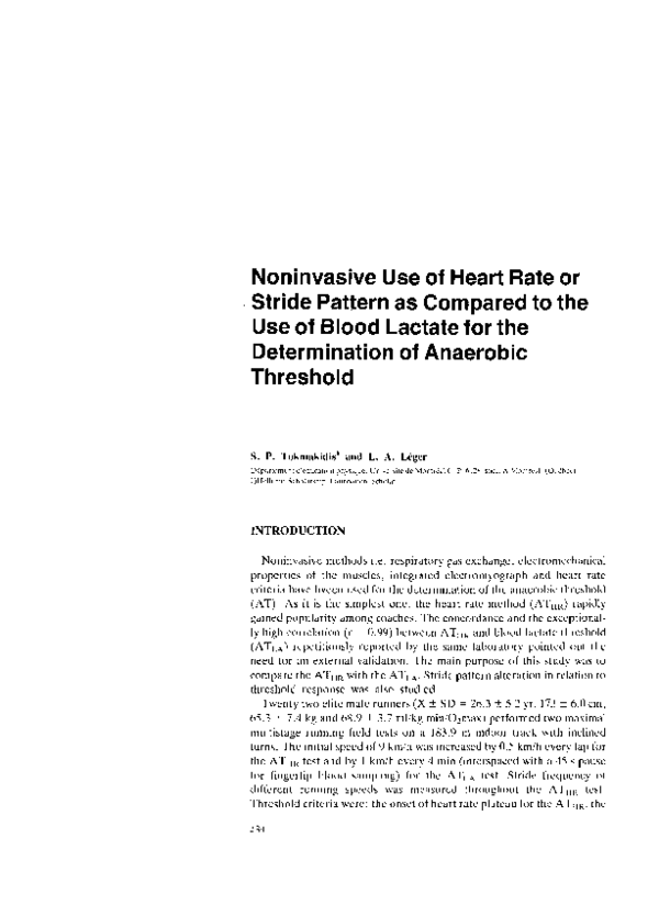 (PDF) Noninvasive Use of Heart Rate or Stride Pattern as Compared to ...
