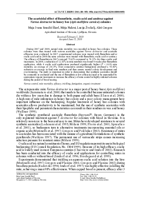 (PDF) The acaricidal effect of flumethrin, oxalic acid and amitraz ...