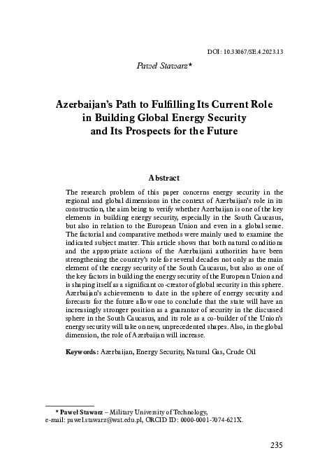 (PDF) Azerbaijan's Path to Fulfi lling Its Current Role in Building ...